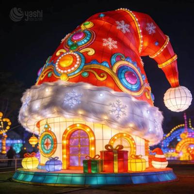 China Giant LED Christmas Hat Pattern Lighting Solution for Outdoor New Year & Christmas Events for sale