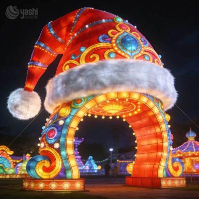 China Giant LED Christmas Hat Pattern Lighting Solution for Outdoor New Year & Christmas Events for sale
