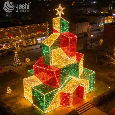 China Large LED Cube Christmas Tree Tunnel for Outdoor Commercial Festival Plaza Event Lighting Decor for sale