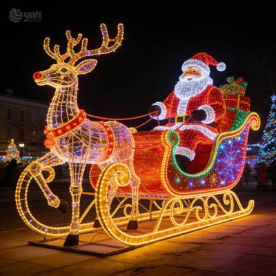 China Waterproof LED Santa Sleigh Lantern, Giant Christmas Theme Lighting Solution for Commercial Events for sale
