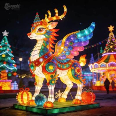 China Giant Festival Animal Lantern Reindeer LED Sculpture, Waterproof Outdoor Theme Park Lighting for sale