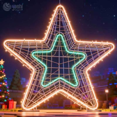 China Custom 3D LED Star Sculpture, Giant Illuminated Star Lantern for Outdoor Festival & New Year Decoration for sale