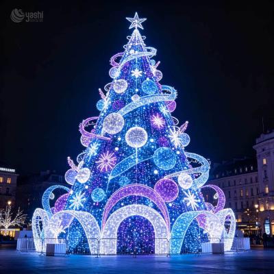 China Large Commercial Grade LED Christmas Tree, Blue Purple Illuminated Light Sculpture for Outdoor Plaza & Festival Display for sale