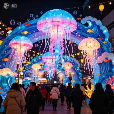 China Ocean Themed Jellyfish LED Lantern Arch, Underwater Light Tunnel Sculpture for Street Festival & Mall Display for sale