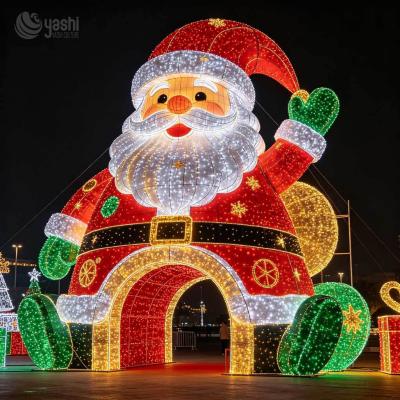 China Commercial Santa Claus LED Light Arch - Outdoor Waterproof Christmas Lighted Arch for Mall & Theme Park Entrance Decoration for sale