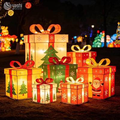 China Custom Christmas Lantern Gift Box Sculpture LED Lights for Park Animal Lighting Solutions for sale