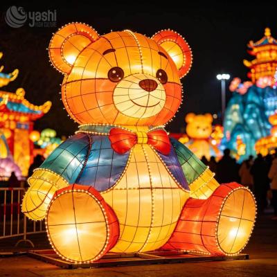 China Custom Teddy Bear LED Lantern Sculpture Outdoor Waterproof for Urban Square Lighting for sale
