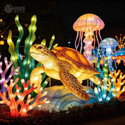 China Large Ocean Animal Lanterns - Sea Turtle & Jellyfish LED Light Sculptures for Aquariums, Theme Parks & Zoos for sale