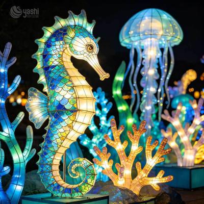 China Custom Seahorse & Jellyfish Ocean Lantern Set | Waterproof LED Light Sculptures for Aquariums, Zoos & Theme Parks for sale