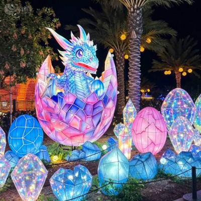 China Custom Giant Outdoor Fantasy Dragon Egg Lantern 3D Baby Dragon Waterproof Sculpture for Resort & Theme Park Decor for sale