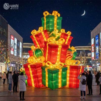China Custom Giant LED Gift Box Stack Lantern, Outdoor Christmas Gift Present Light Sculpture for Mall & Plaza Exhibition, Support Customization for sale