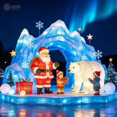 China Turnkey Custom Santa Polar Bear Arch Festival Lantern Outdoor Christmas Light Installation for Zoo Park Night Activities for sale