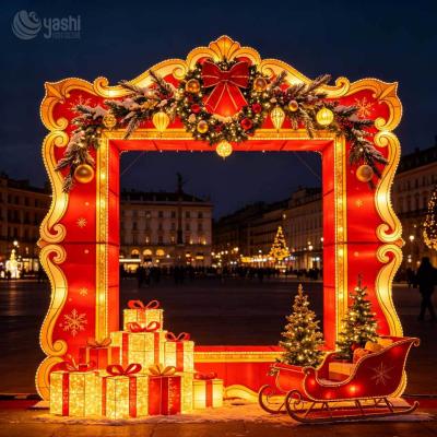 China Custom Large Outdoor Christmas Photo Frame Lantern, Waterproof Festival Light for Park, Mall, Theme Park Holiday Photo Decoration for sale