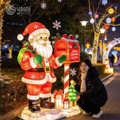 China Giant Santa Claus Lantern Christmas Pattern Light 3D Steel Frame Silk Festival Lantern Suitable For City Square Landmark for sale