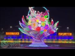Large Outdoor LED Illuminated Flower Basket for Light Shows and Festivals