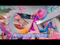 colorful octopus lanterns made of iron, silk and cloth for holiday parties