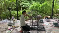 Factory Workshop Process: Welding Stable Frame for Outdoor LED Light Installations