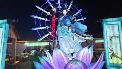 Glowing Blue Lotus LED Lantern Light Sculpture