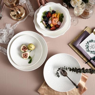 Cina Il ristorante solido rotondo della porcellana della fattoria placca i piatti di insalata della porcellana dell'OEM in vendita