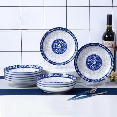 China De ronde Blauwe en Witte Porselein Gekleurde Plaat van het Porseleinvaatwerk Te koop