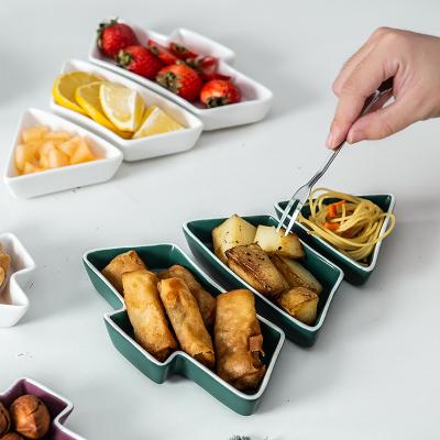 Cina Lavastoviglie irregolare verde Safe del piatto dello spuntino degli accessori delle stoviglie dell'albero di Natale in vendita