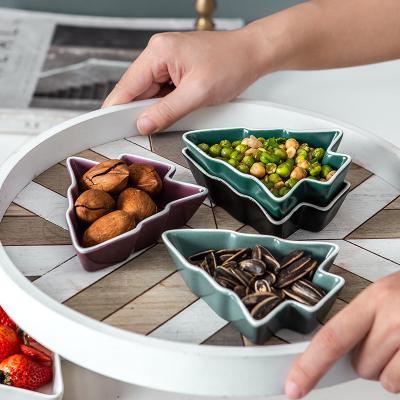 Cina Lavastoviglie irregolare verde Safe del piatto dello spuntino degli accessori delle stoviglie dell'albero di Natale in vendita