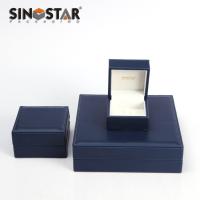 China Custom Rectangular Leather Jewelry Box with Screen Printing MOQ 1000 for sale