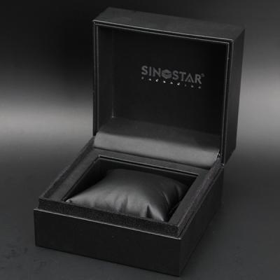China Caixinha de relógio simples de couro preto de veludo / PU Material interno para homens à venda