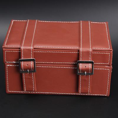 China Artículo impermeable del rectángulo de Brown de la caja de reloj del doble del terciopelo del lujo para los relojes de los hombres en venta