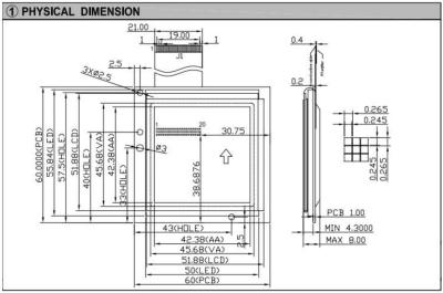 Cina 160*160 Quadratura grafica FSTN RA8822 Con PCB retro luce Industrial Display LCD Modulo 6H 12H in vendita