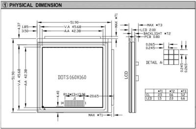 China 160*160 Square Graphic LCD Module With Backlight PCB NT7701 Wide Temperature Industrial Display for sale