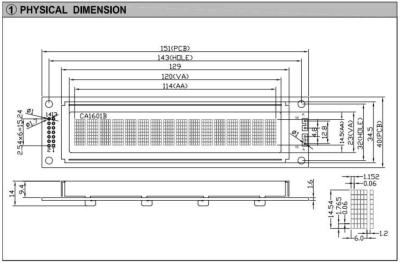 China Big Size 1601 16*1 Character LCD Module With Backlight PCB Industrial Display for sale