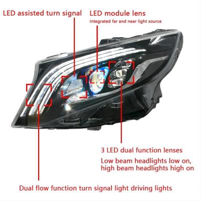 Cina Assemblaggio dei fari per Mercedes Benz VITO Classe V 2016-2020 Retrofit Maybach DRL LED Light Yellow Flow Turn V260 in vendita