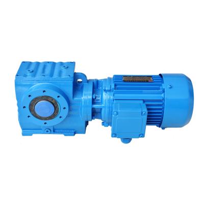China SA Series SA37 SA47 Helical Worm Gear Reducer Stepper Motor Right Angle Friction Gearbox Cast Iron Material for sale