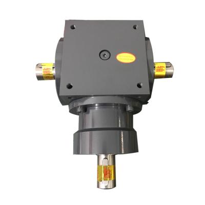 China 140mm Size One Input Two Output Right Angle Spiral Bevel Gear Box with Ratio 1:1, 2:1, 3:1 for sale