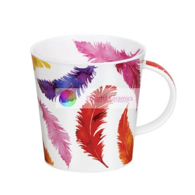 China Gold Feather 480ml Decal Coffee Mug For Restaurant Home And Party for sale
