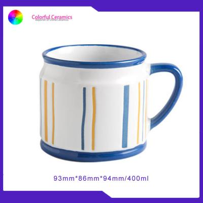 China Vintage Hand Painted Silkscreen Coffee Mugs Big Volume Personalised Size for sale