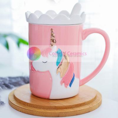 China 370ml Promotional Ceramic Coffee Mugs Household Cute With Dolomite Lid for sale