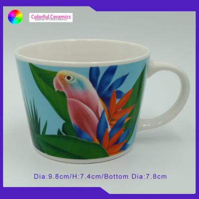 China Soup Decal Coffee Mug Vivid Parrot Pattern 480ML Can Be Used As Gift for sale