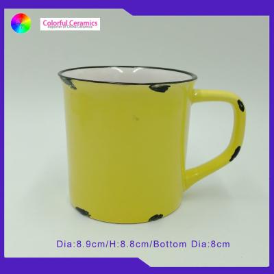 China Imitation Enamel Promotional Ceramic Coffee Mugs Eco - Friendly Unique Design for sale