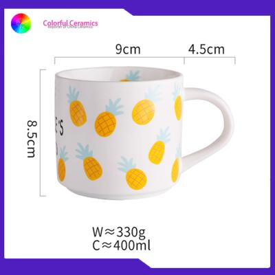 China Office Lovely Pineapple Personalized Ceramic Mugs Household Stackable for sale
