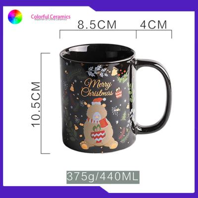 China Cappuccino Black Stoneware Christmas Mugs Funny Ceramic Coffee Cup for sale