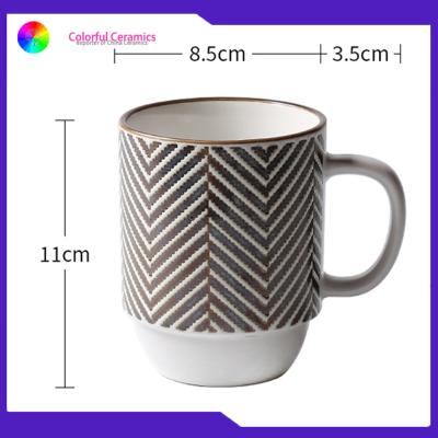 China Stackable Handmade Stoneware Ceramic Mug Rustic Stoneware Coffee Mugs for sale
