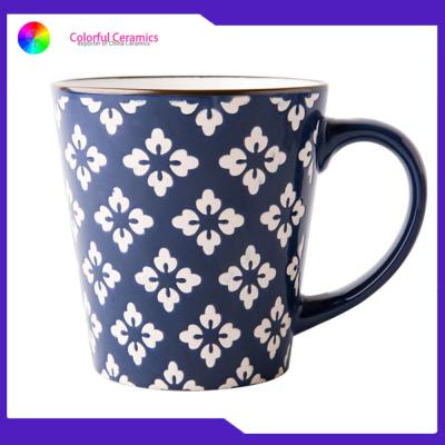China Gold Rim Personalized Silkscreen Coffee Mugs Portable Outdoor Travel Use for sale