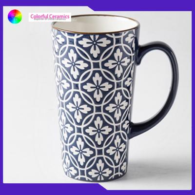 China 440ml Stoneware Coffee Mugs Large Capacity Tall With Personalised Logo for sale