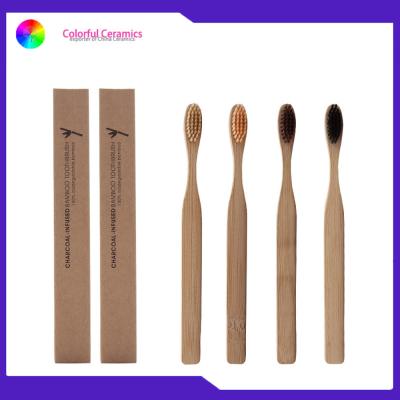 China 4 Pack Kids Travel Toothbrush Bamboo Charcoal Bristle Biodegradable Eco Friendly for sale