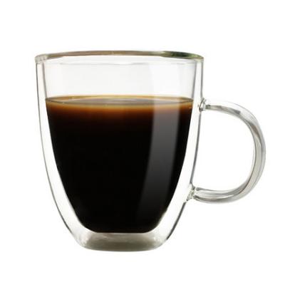 China Christmas gift double wall glass coffee cup with handle for sale