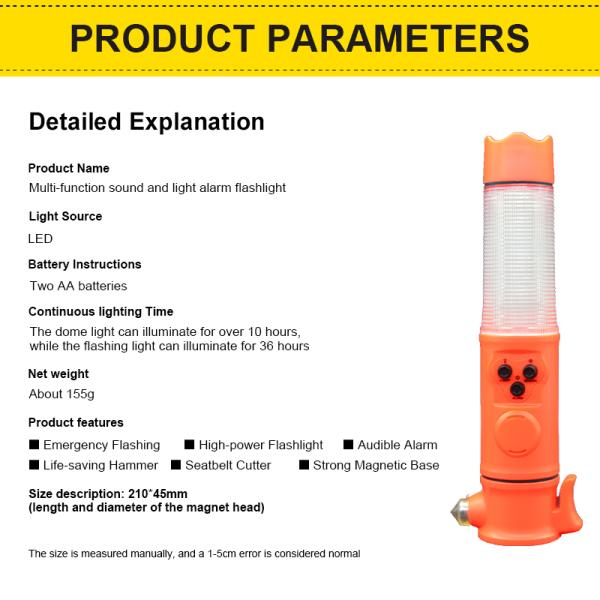 Quality Orange 6-In-1 Multi-Functional Sound And Light Alarm Flashlight for sale