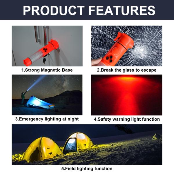 Quality Orange 6-In-1 Multi-Functional Sound And Light Alarm Flashlight for sale