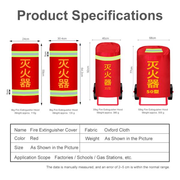 Quality Fire Extinguisher Cover 35kg Capacity Red Oxford Cloth Sun Dust Proof Protective Vehicle-Mounted Dry Powder Foam CO2 Fire for sale